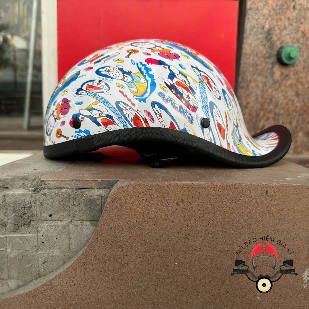 Gangster helmet worn backwards and down, Extremely light form, dusty ...