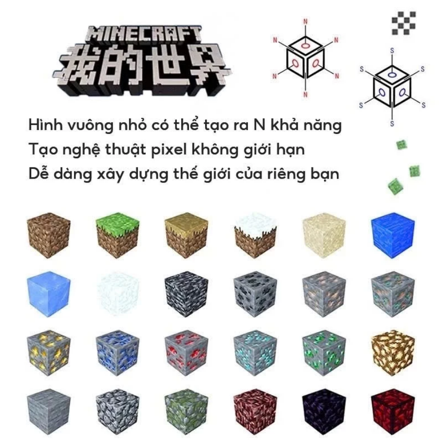 Minecraft Blocks Magnets Creative Toys, Minecraft Blocks 3D City ...