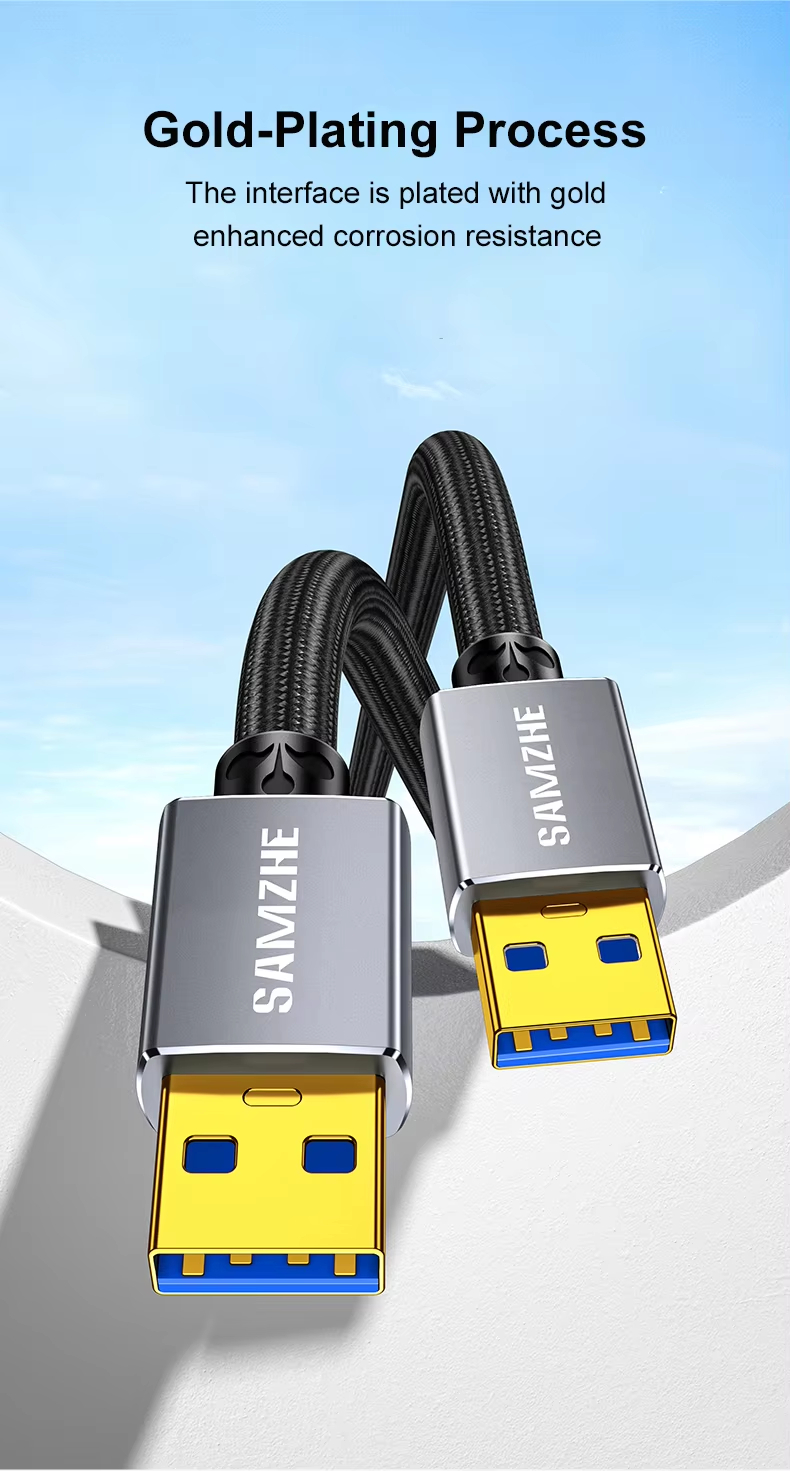 Usb cable with 2 male 2.0 3.0 heads, quick and convenient connection ...
