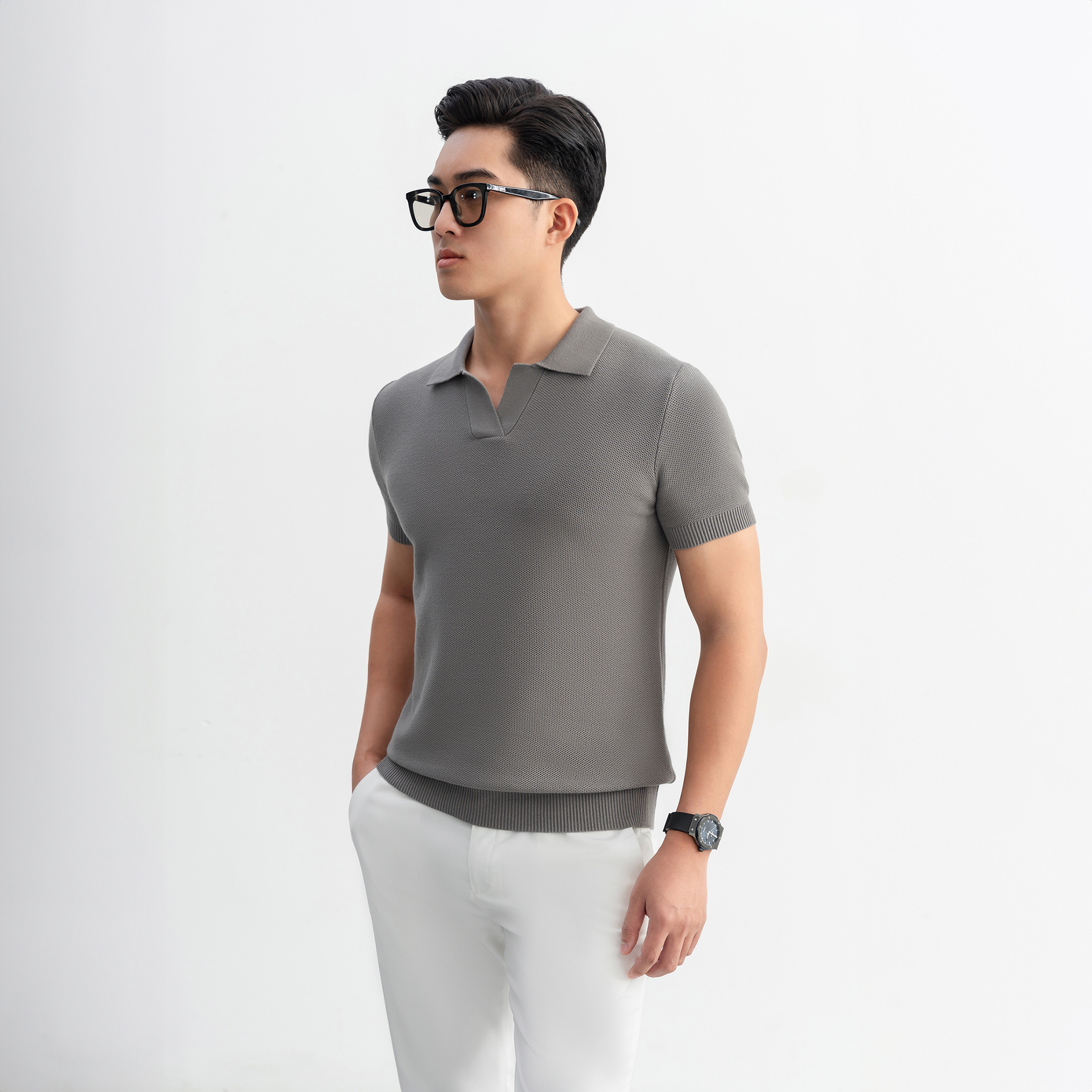 [FREE SINGLE BOX FROM 2 PRODUCTS] Men's knitted wool polo shirt V-neck ...