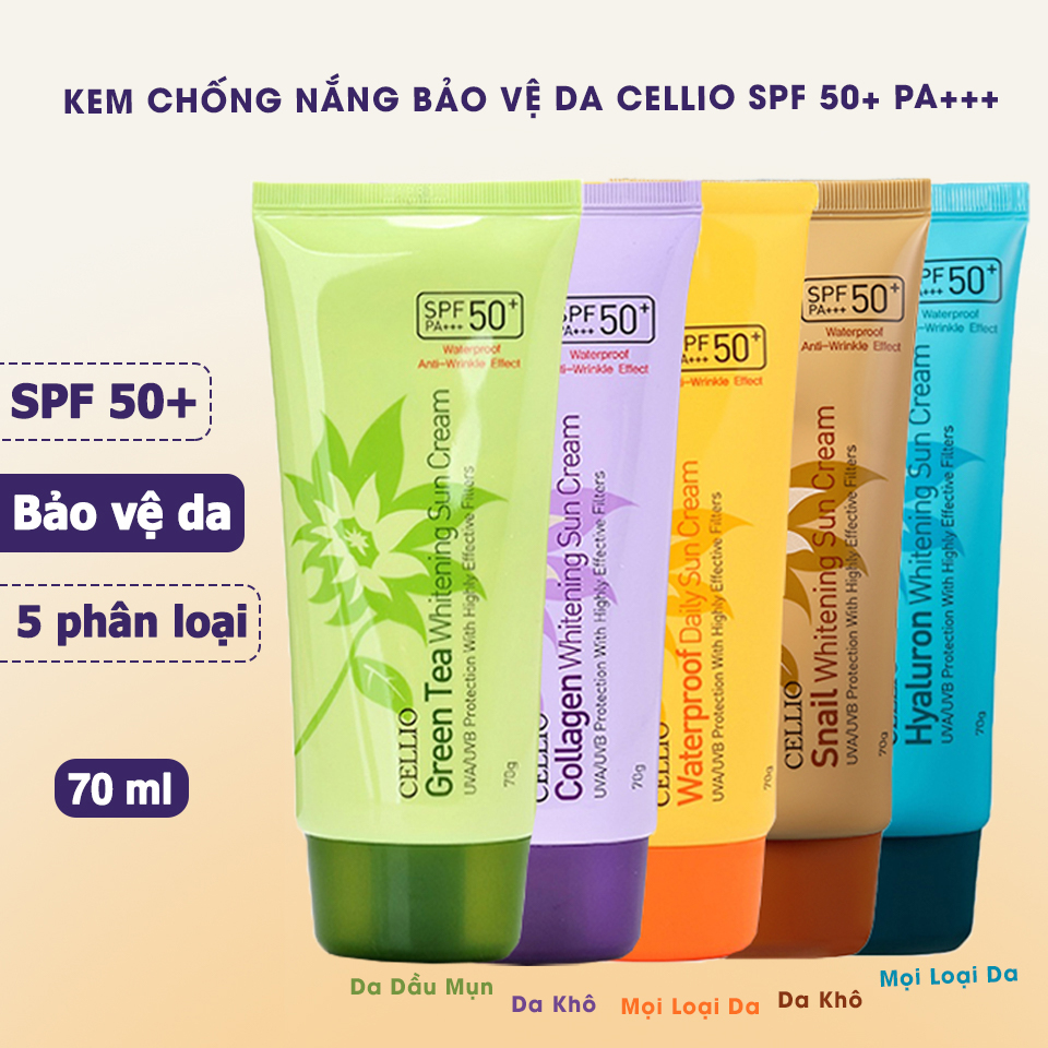 Korean Cellio sunscreen and moisturizer SPF 50+ PA+++ 70gr | Shopee ...