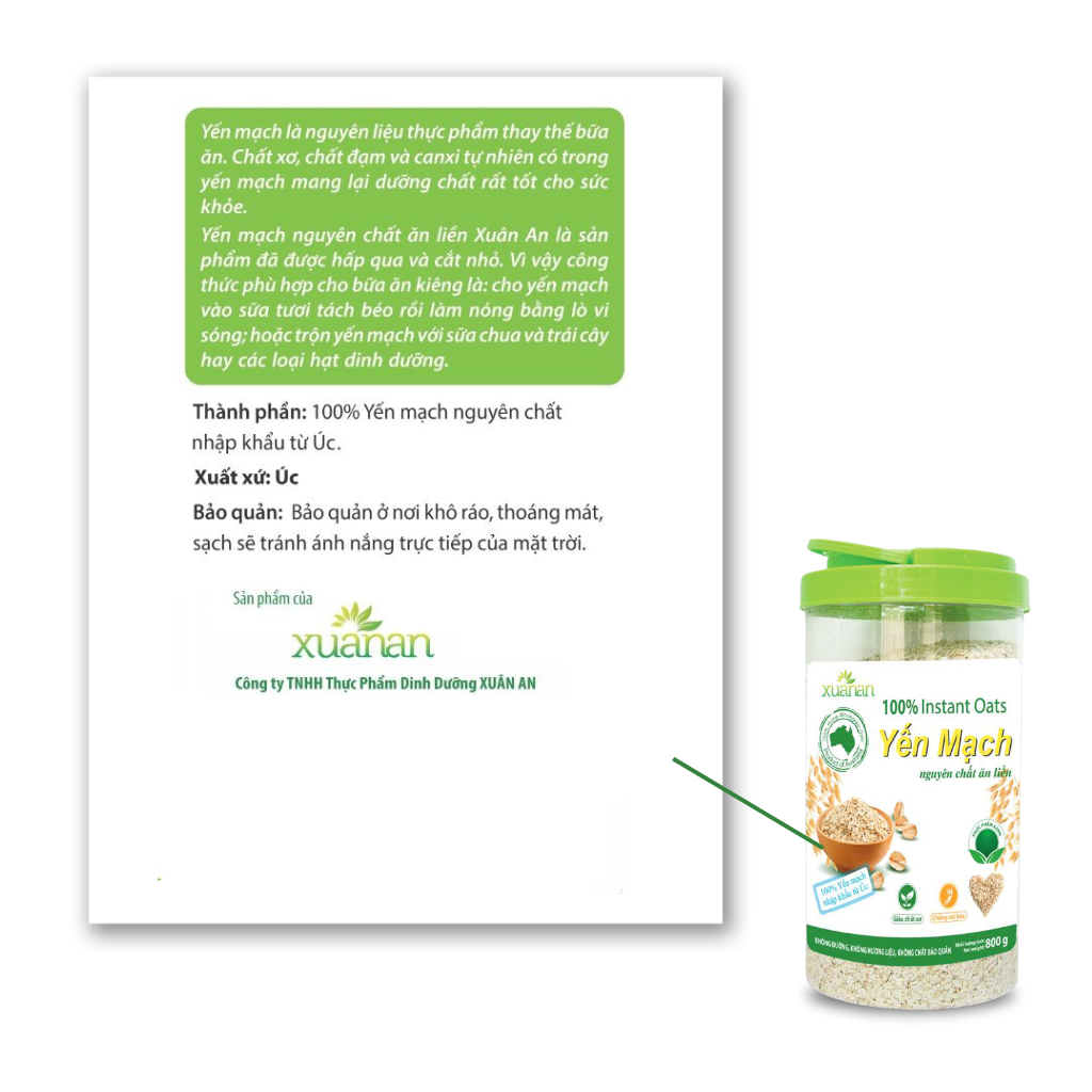 Xuan An Instant Pure Oats [no sugar] Box 800G (Free 1 Bag of Dragon's ...