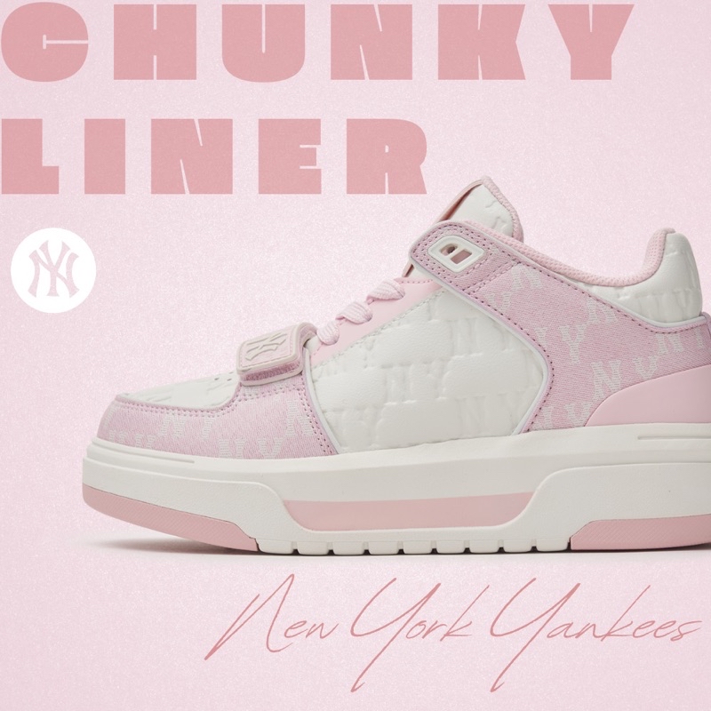 [Genuine] Mlb Chunky Liner Mid Classic Mono New York Yankees Pink Shoes ...