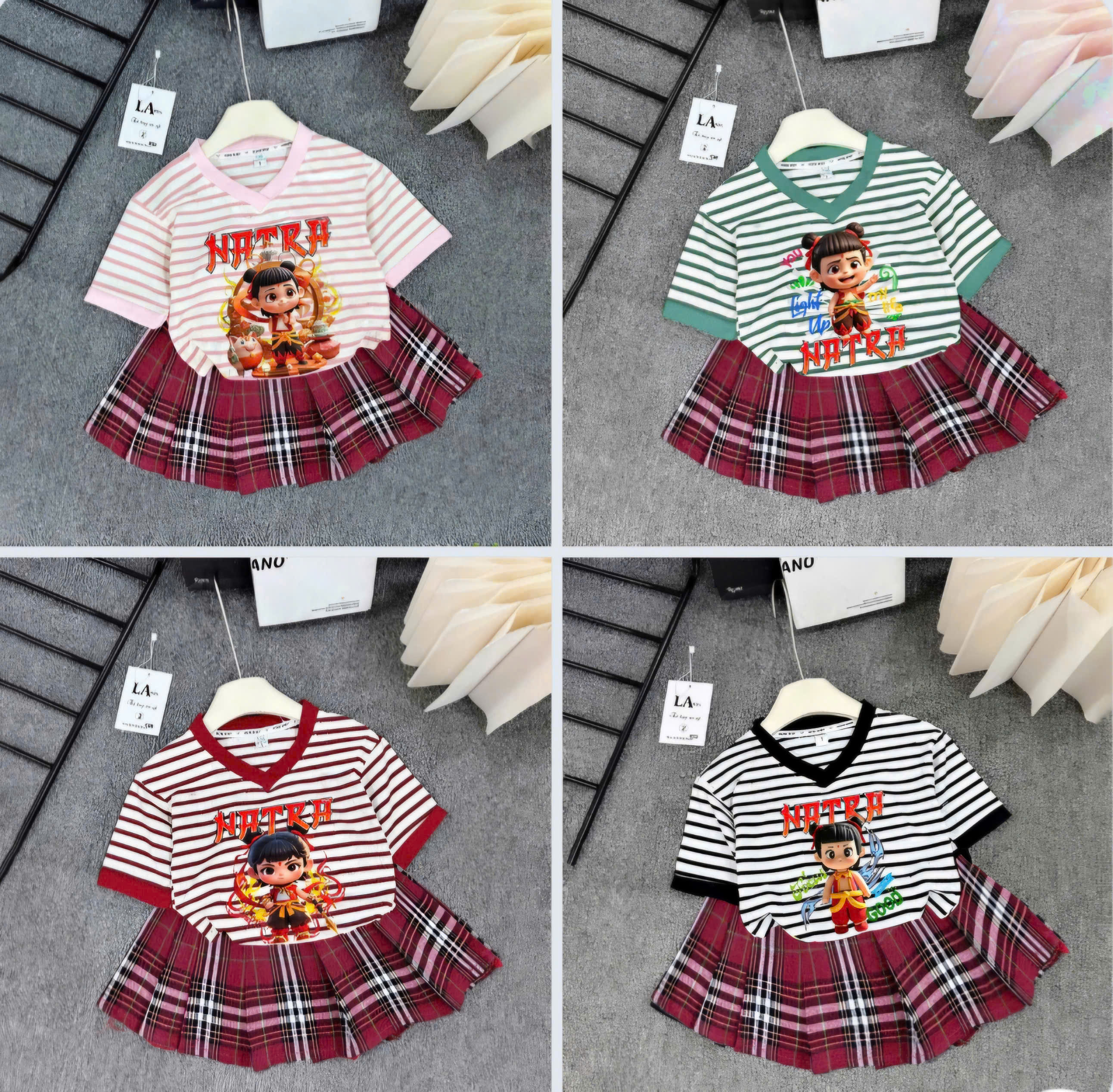 Checkered dress Set for girls 13-42kg NATRA model. Cool, soft material ...