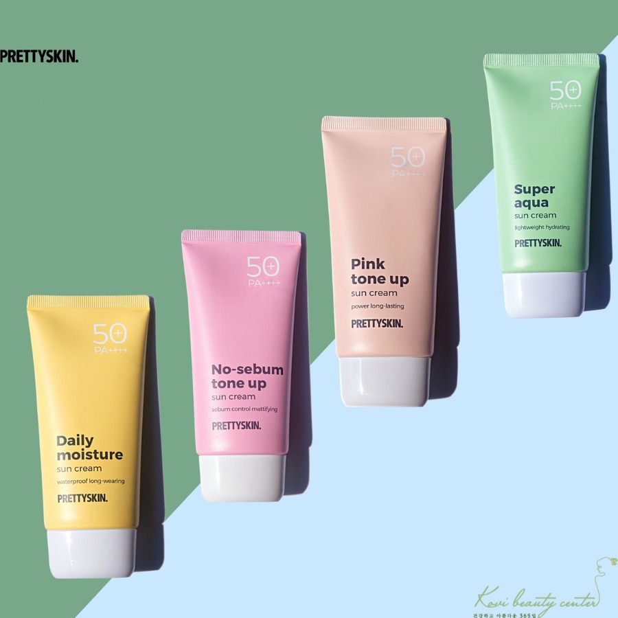 Combo of 4 Prettyskin Sunscreens All 4 colors blue pink yellow orange ...