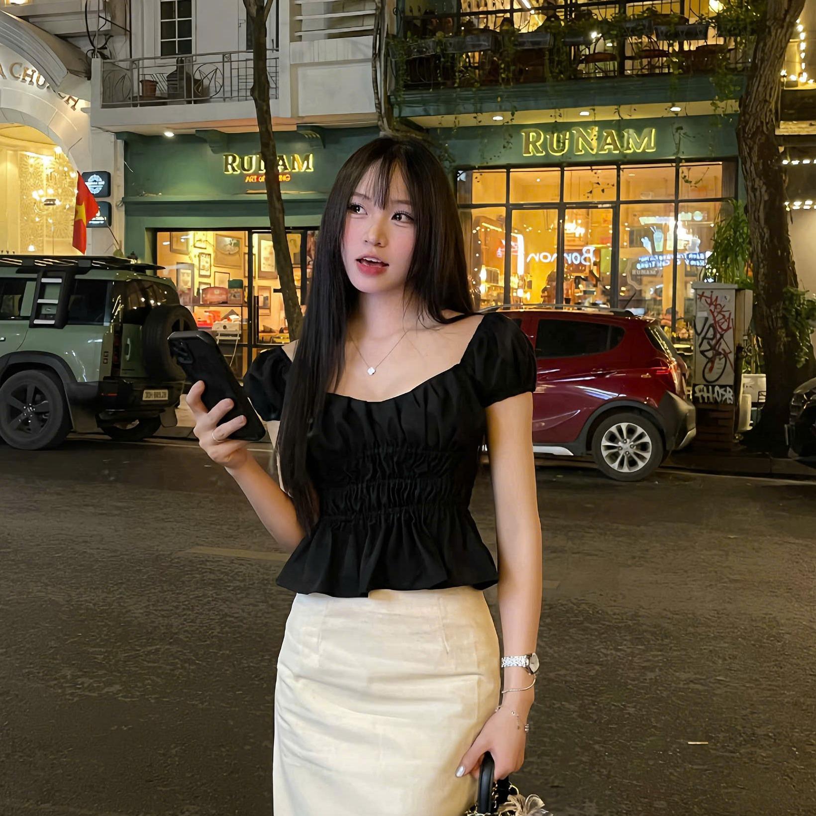 Pretty Linen Babydoll Shirt Women's Puff Sleeve Lady Chunky Waist Summer SS2025 Kimee - KA286 ...