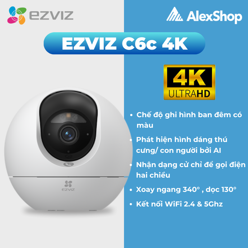 Ezviz C6C WiFi Camera + 64G Card + Rotating Indoor L-shaped Stand ...