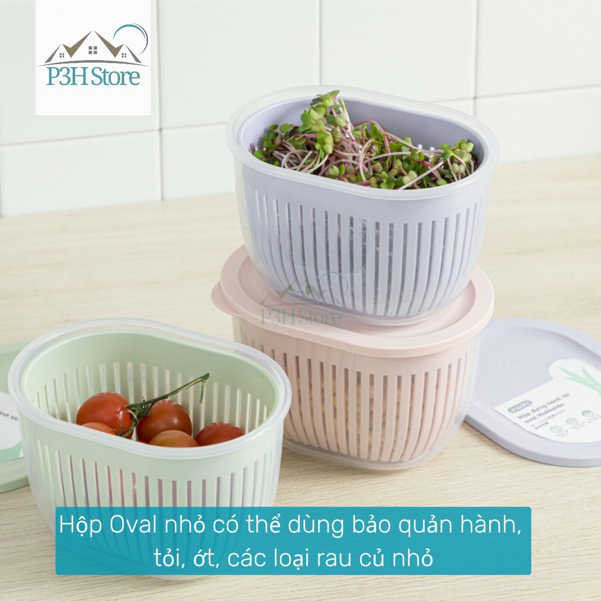 Oval Inochi Hokkaido onion and garlic vegetable storage box with mesh ...