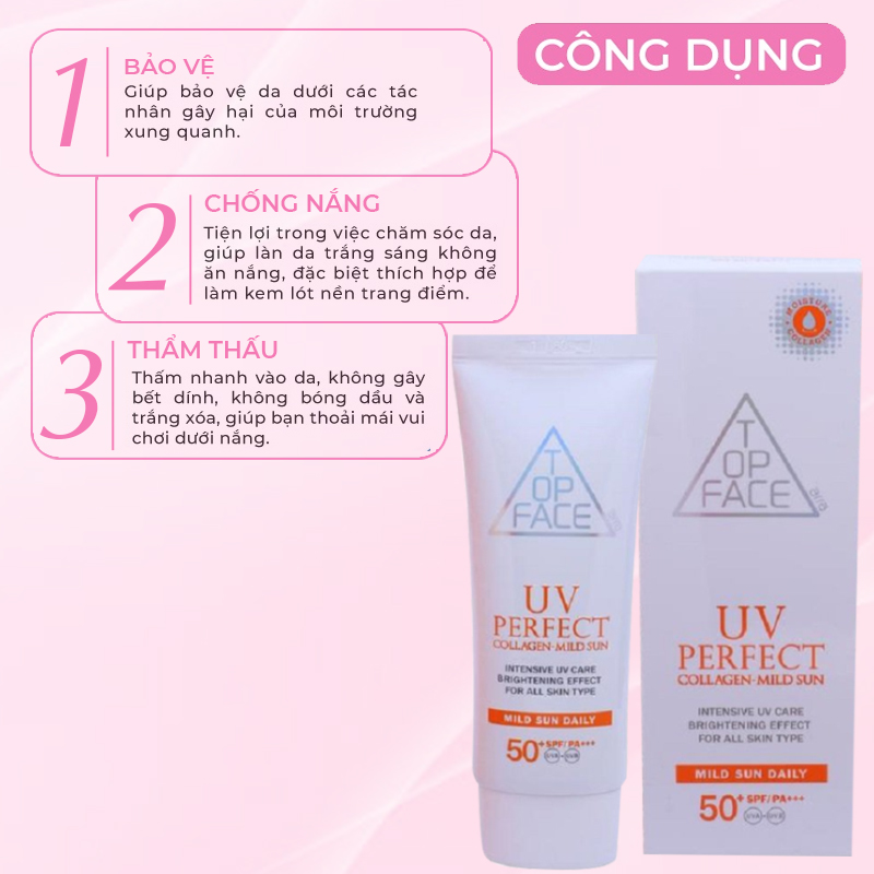 Topface Korean Tone Lifting Sunscreen SPF50+ Collagen Extract Whitening Anti-UV 70ml | Shopee ...