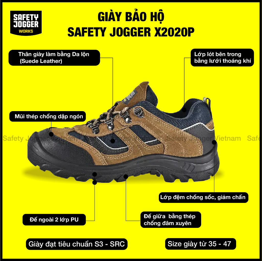 [GENUINE] Safety Jogger X2020P S3 SRC Safety Shoes Anti-Slip, Stamped ...