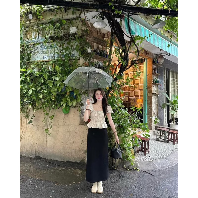 (PREMIUM VERSION) Pretty linen babydoll shirt with puffed sleeves ...