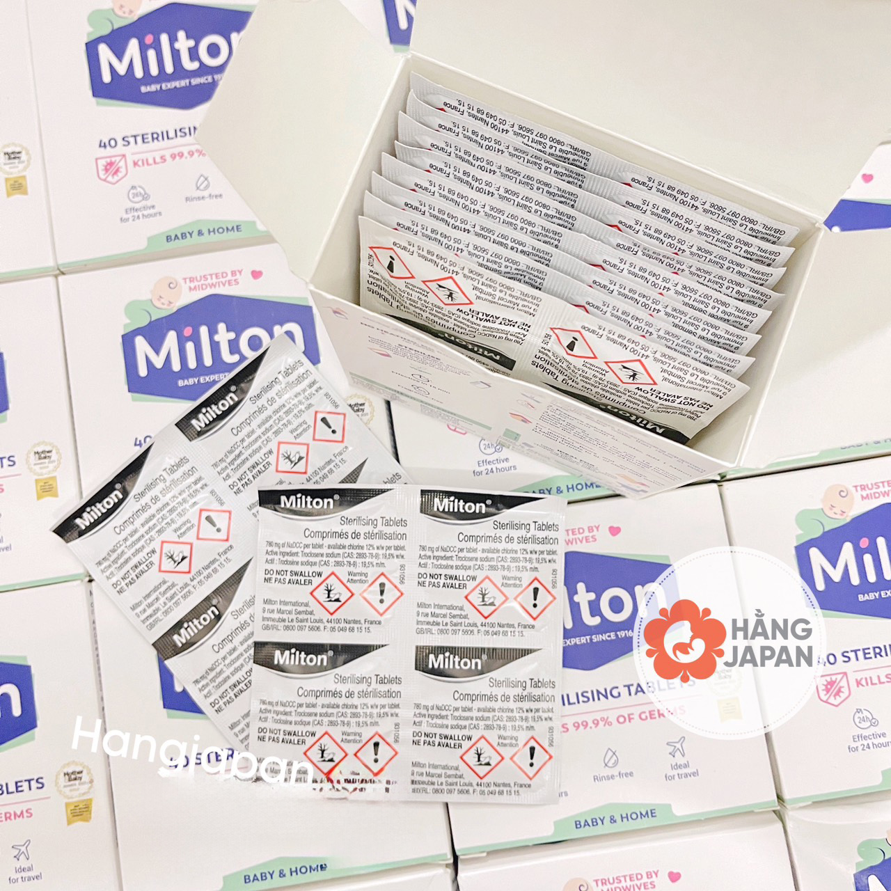 Milton effervescent tablets to disinfect milk bottles and teats, box of ...