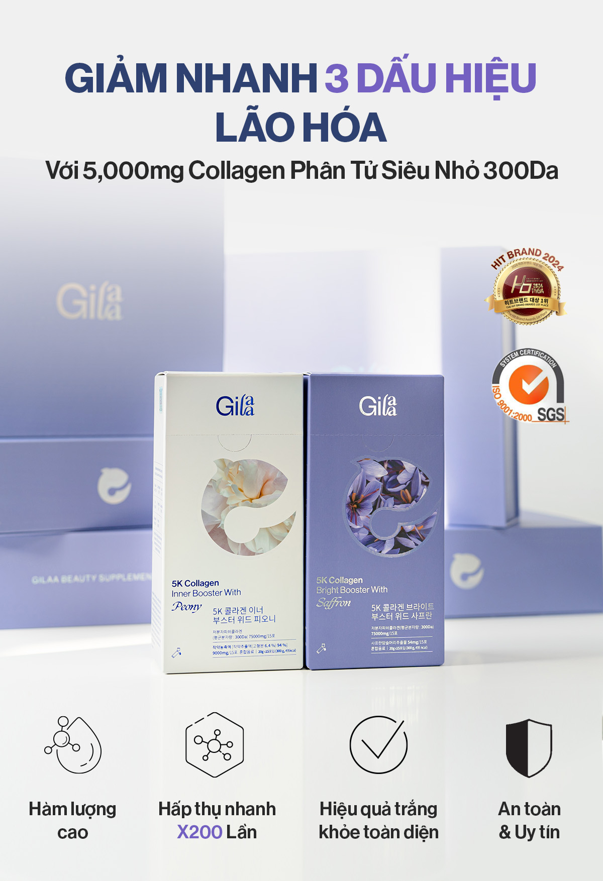 2 Gilaa Super Molecular Collagen Drink 300da Rejuvenation (20g x 30 ...