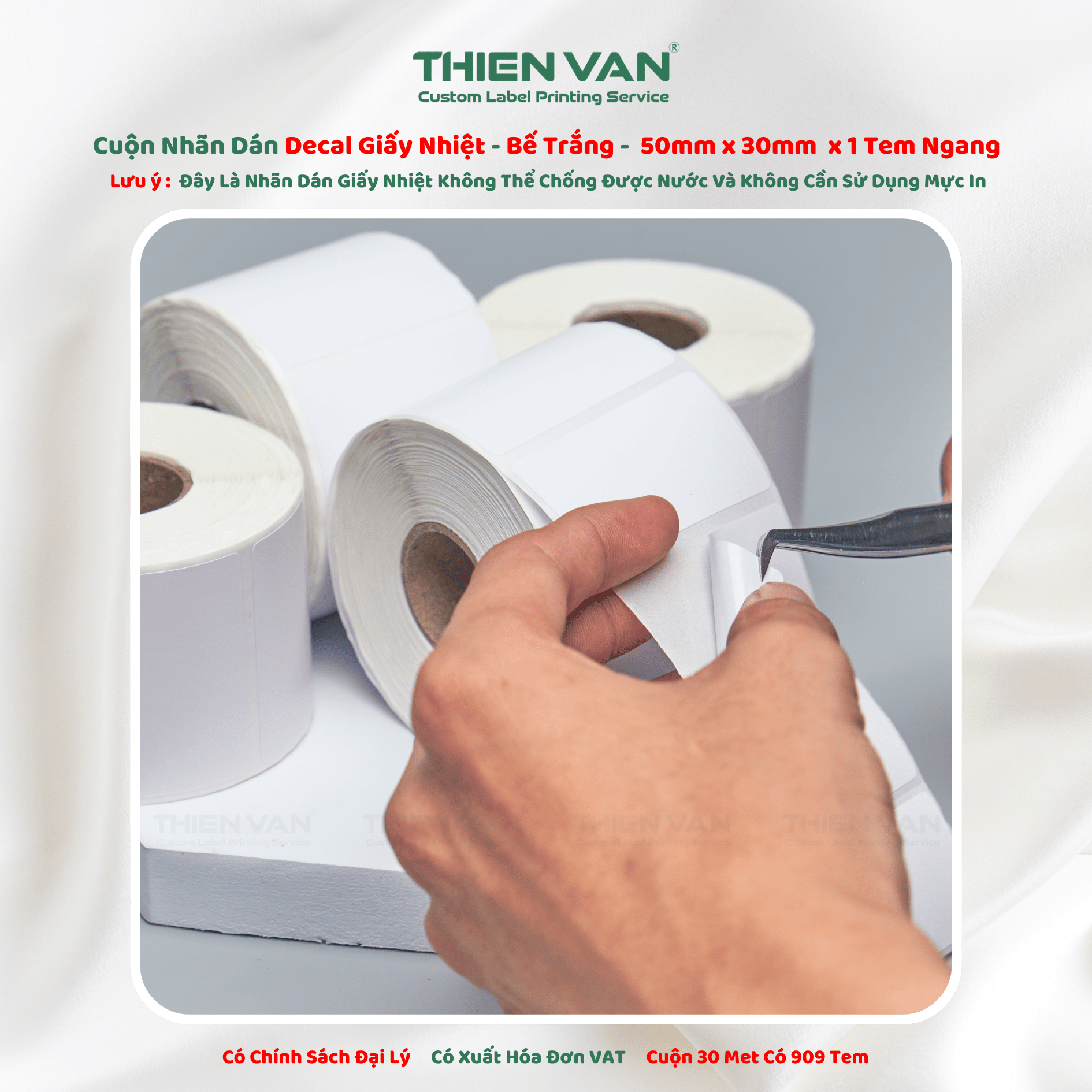 Thermal Decal Roll 50mm x 30mm x 1 Horizontal Stamp x 30 Meters - 1 ...
