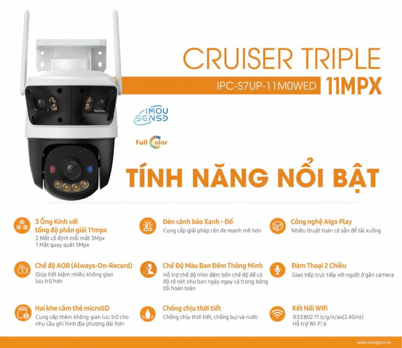 IMOU outdoor 3-eye Camera S7UP-11M0WED Cruiser Triple wide viewing ...