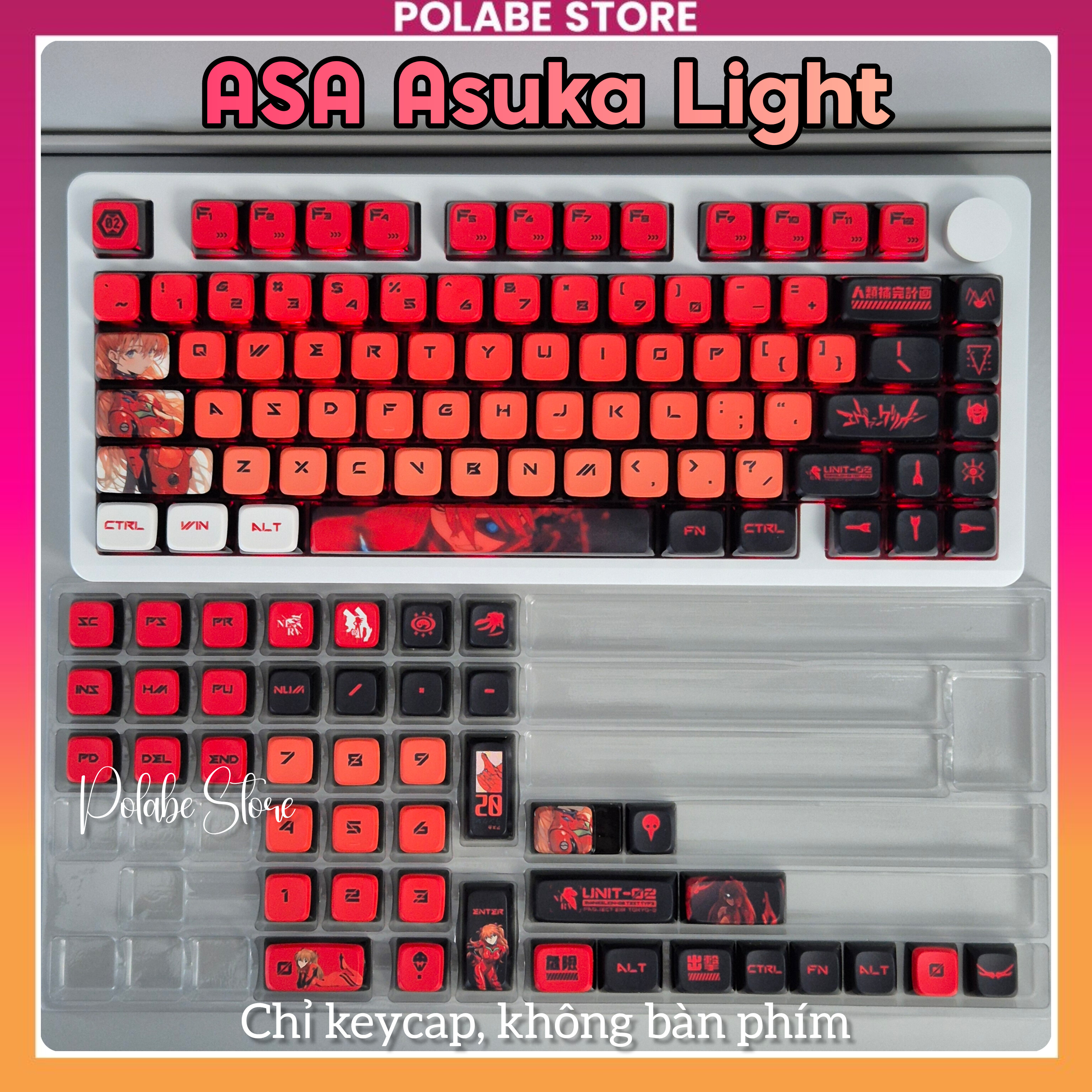 Keycap Asuka Light Keycap Anime through led Keycap ASA Pudding Profile ...