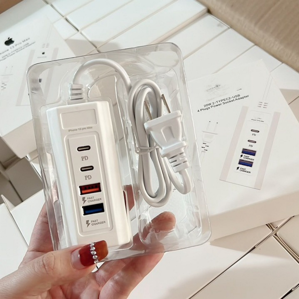 Smart Charging Socket, Integrated 2 PD Charging Ports, 2 Fast Charging ...