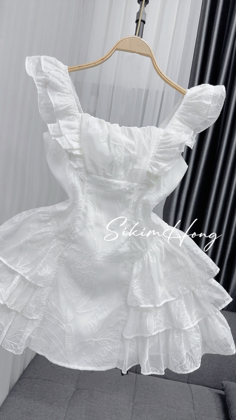 D384 SHORT LEVEL-LOADED FAIRY WING DRESS WITH CUTE FLOWERED Chiffon ...