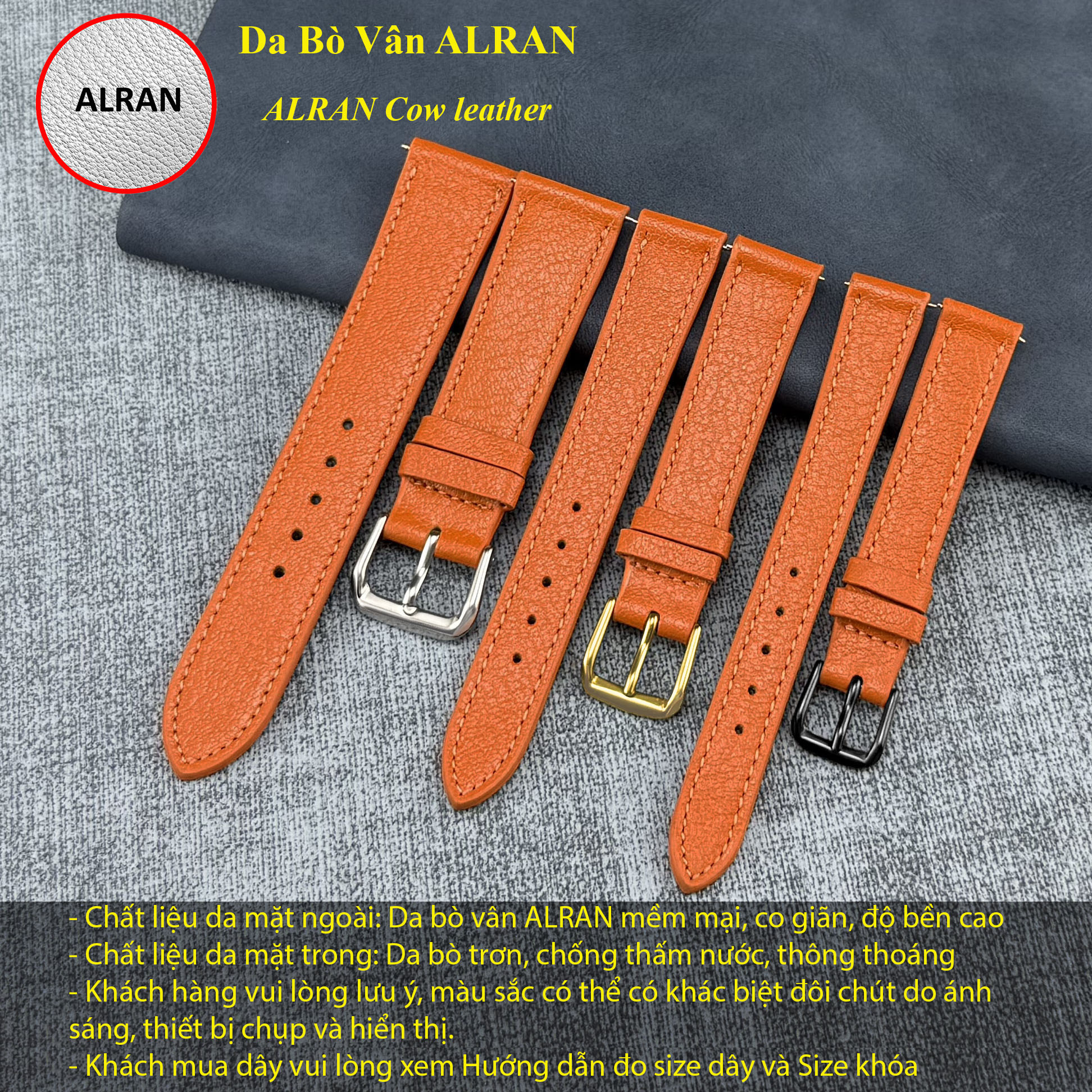 (Orange - Thin fit) High quality ALRAN goatskin cowhide TANK watch ...