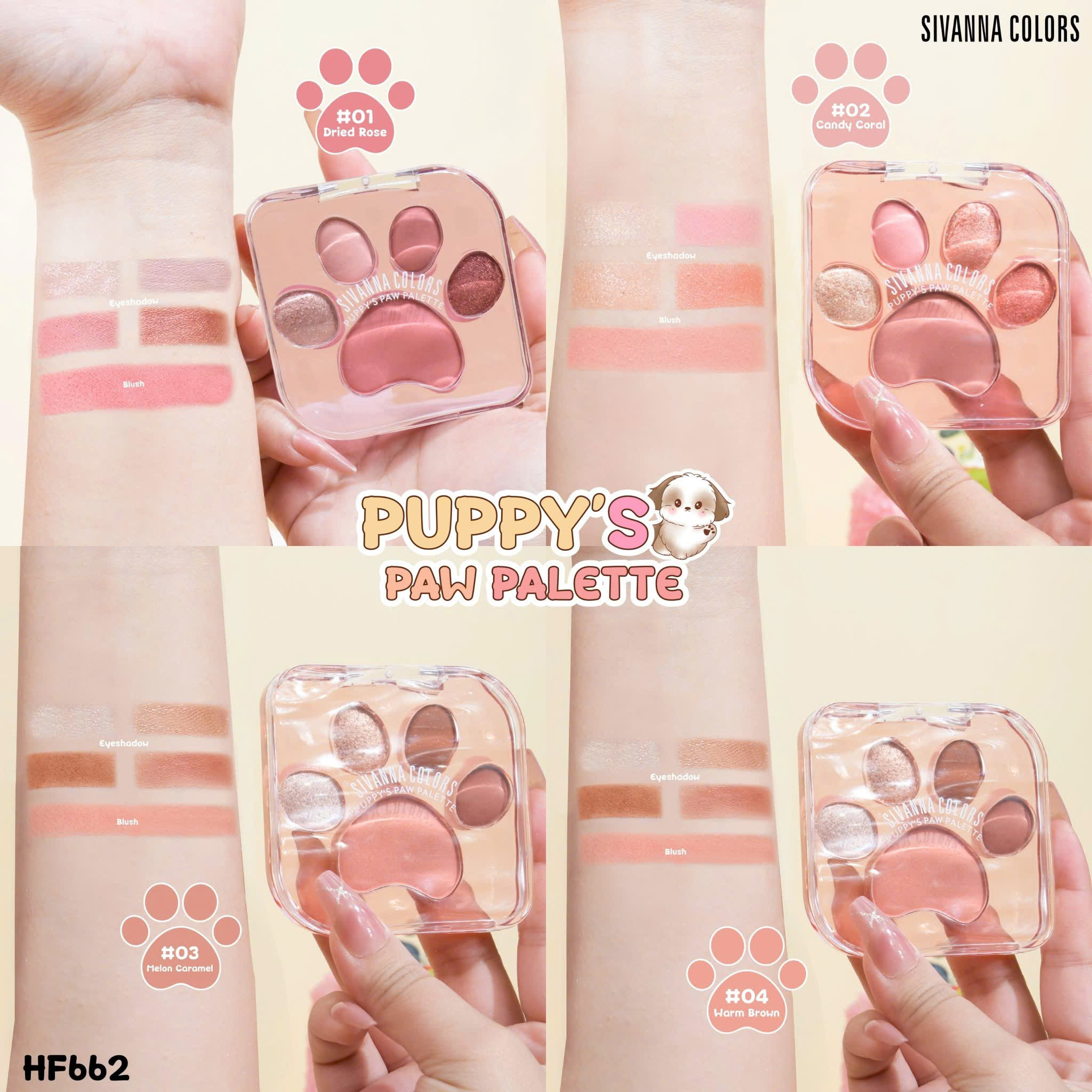 Sivanna Colors Puppy Paw Palette 5-panel cute cat Paw eyeshadow Palette - Thai makeup eyeshadow ...