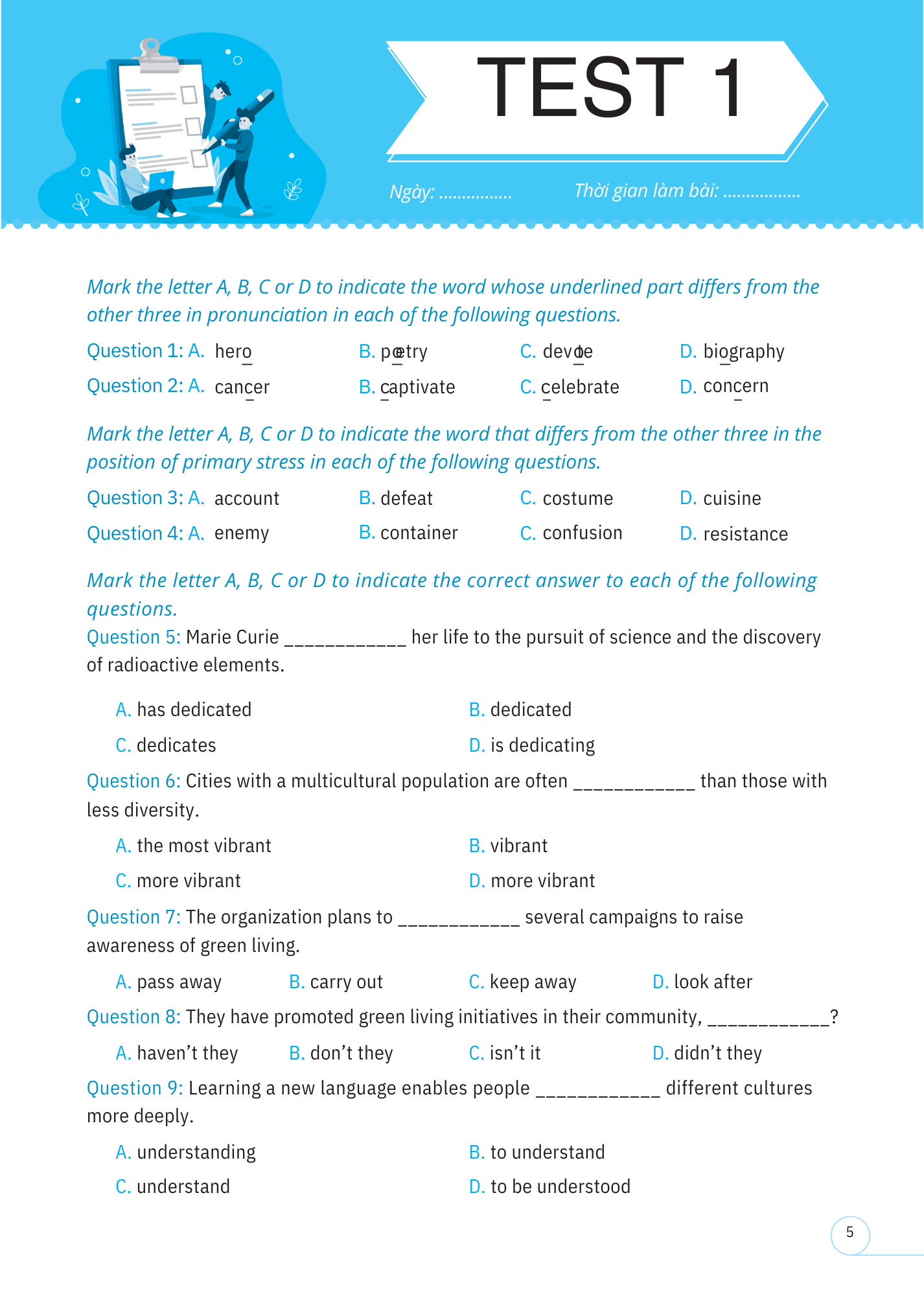 Book of 20 National High School English Test Questions According to the ...