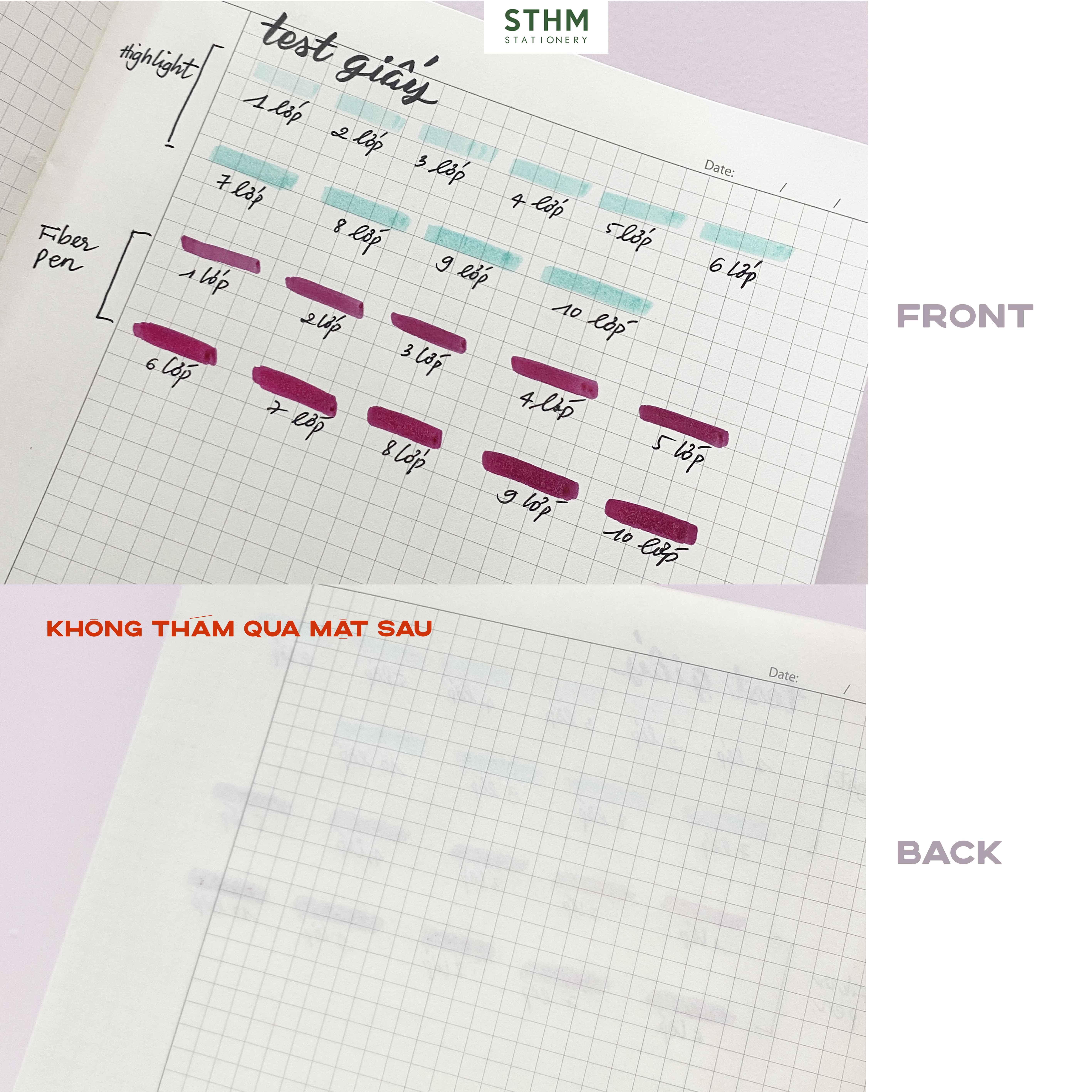 Notebook B5 80 pages, horizontal lines, checks, 80gsm waterproof and ...