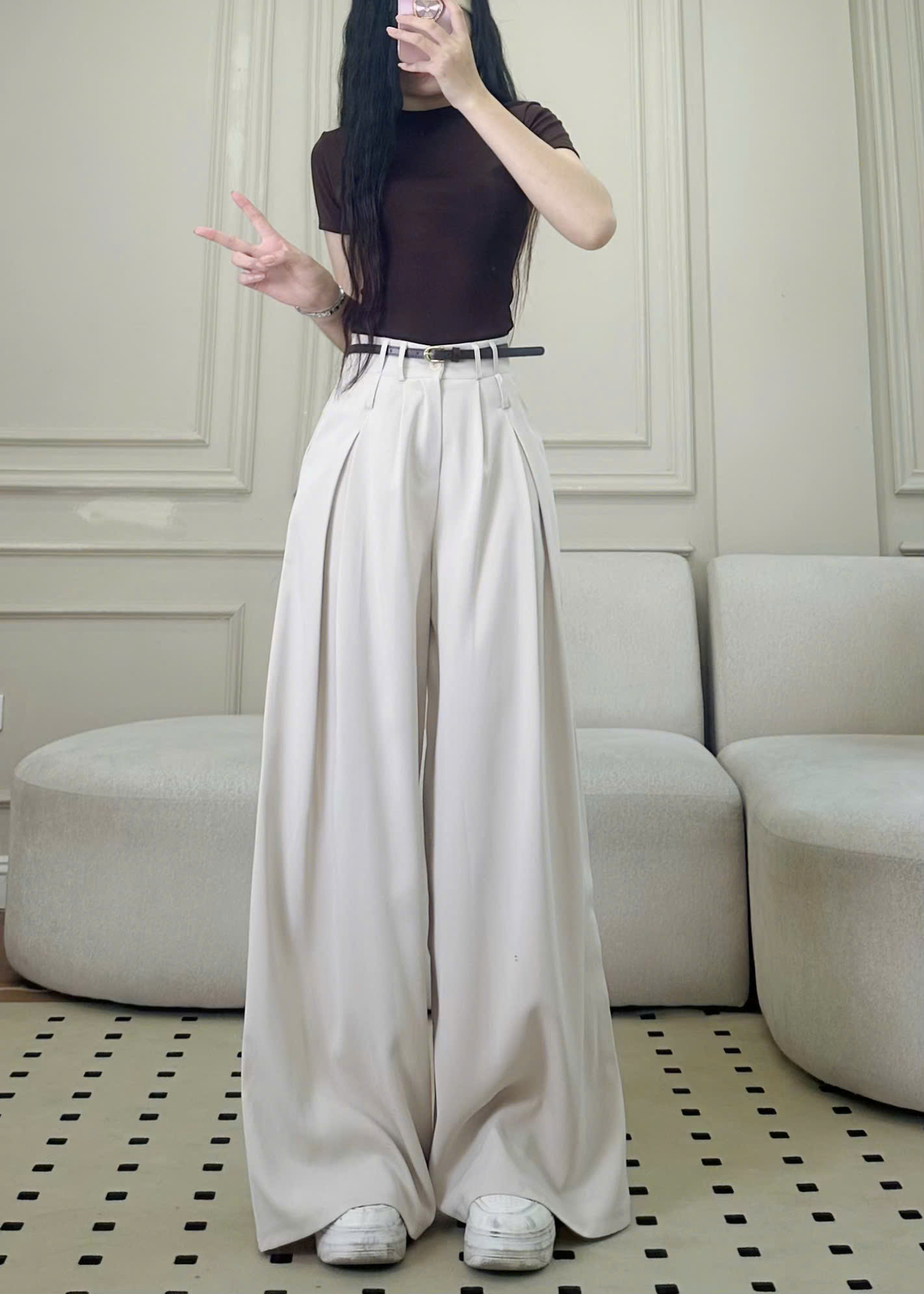 [38cm Leg] Junboy Super Wide Leg Gold Straight Pants Pleated Wide Leg ...