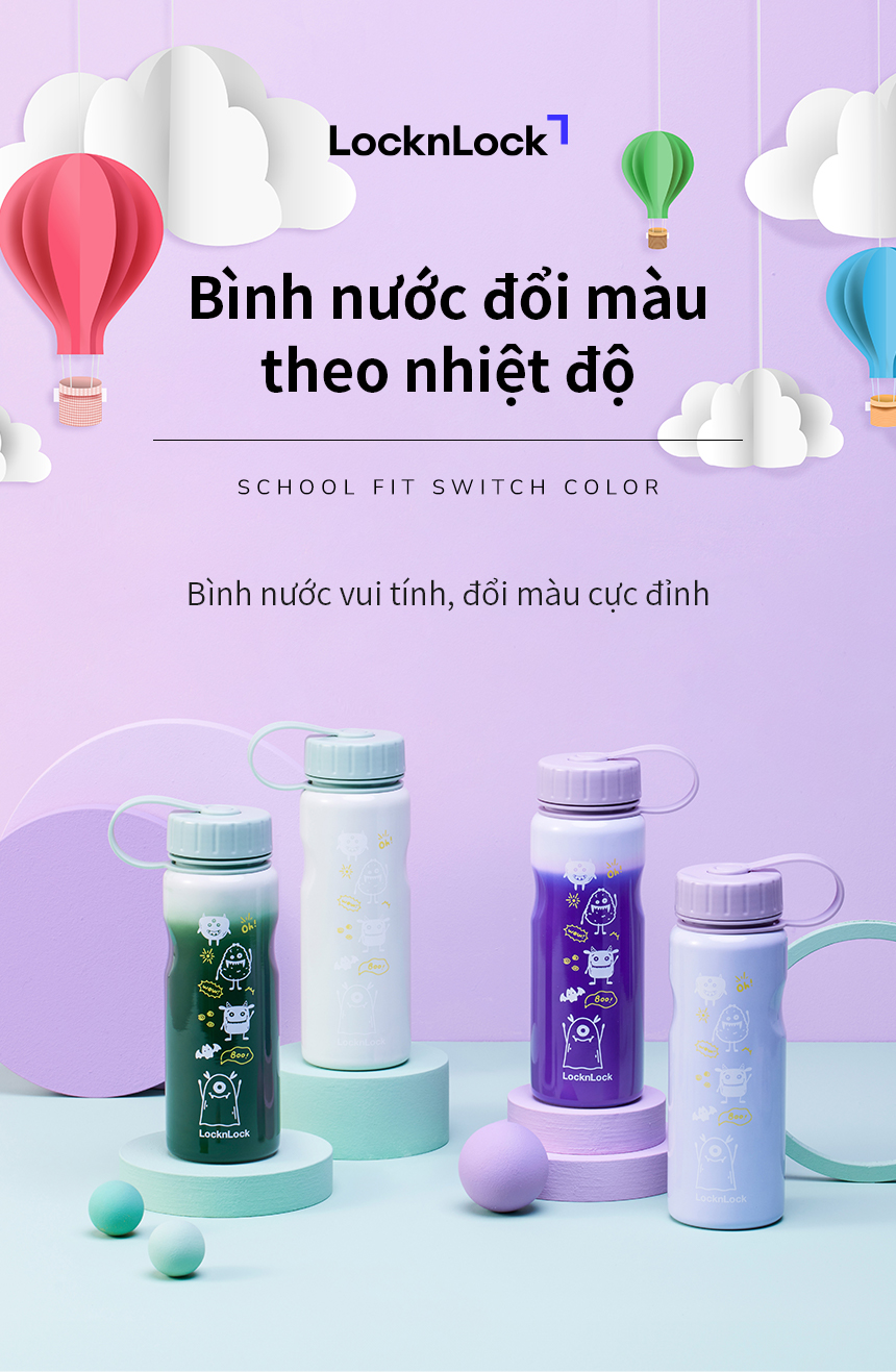 LocknLock School Fit Switch Color water bottle 500ml changes Color ...