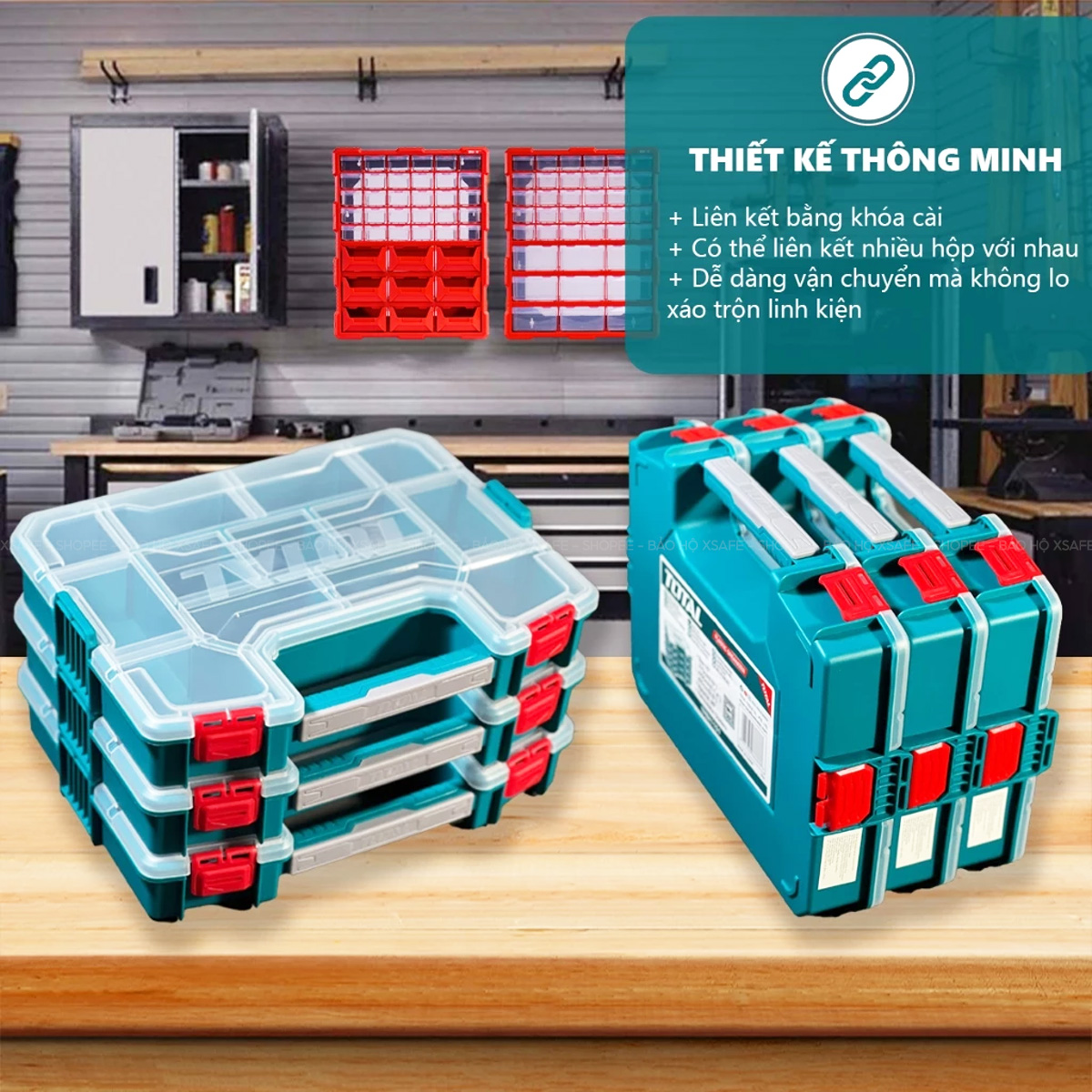 TOTAL 12 inch - 15 inch plastic parts storage box made of PP plastic ...