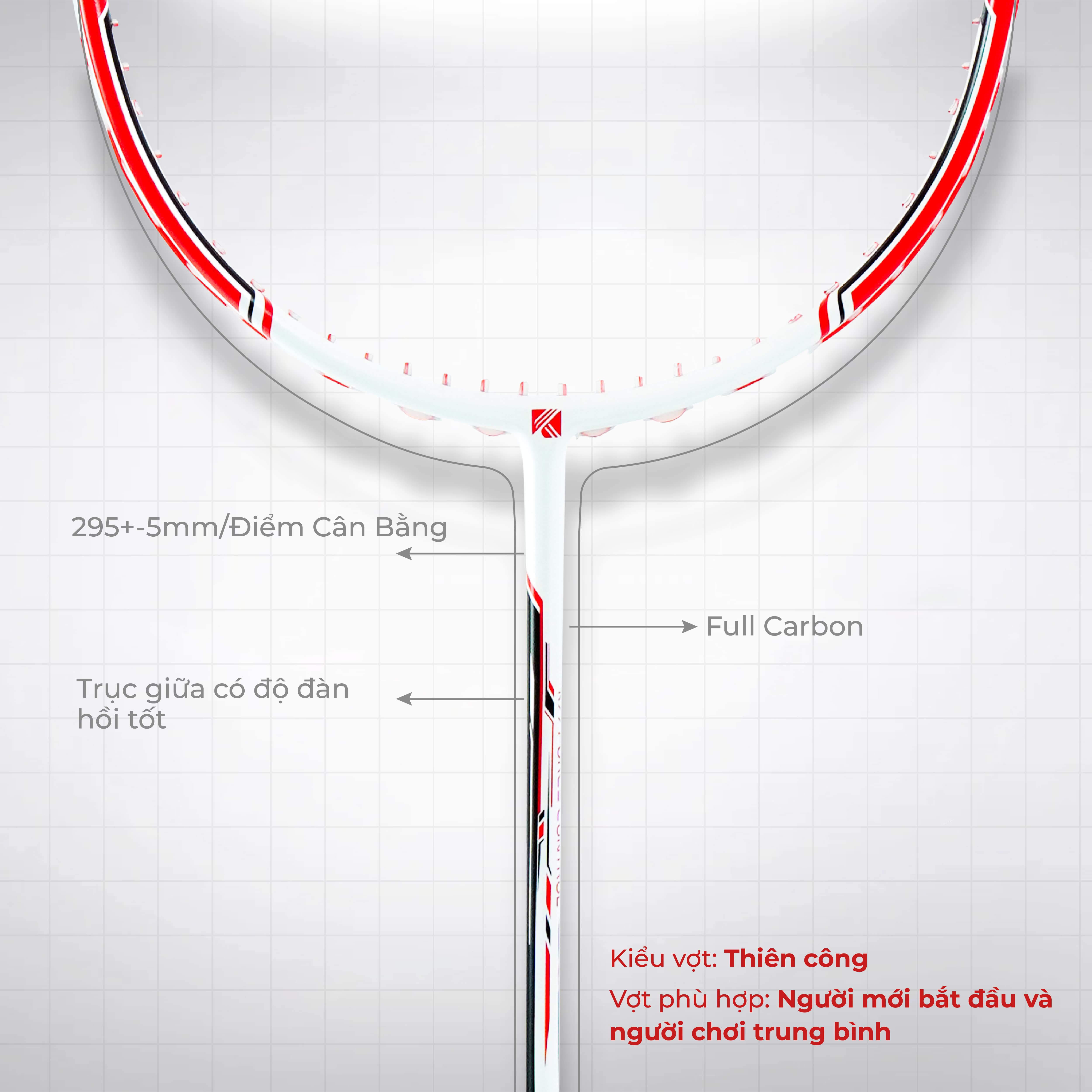 KUNO K77 Force Control Full Carbon 4U Badminton Racket Good Power ...