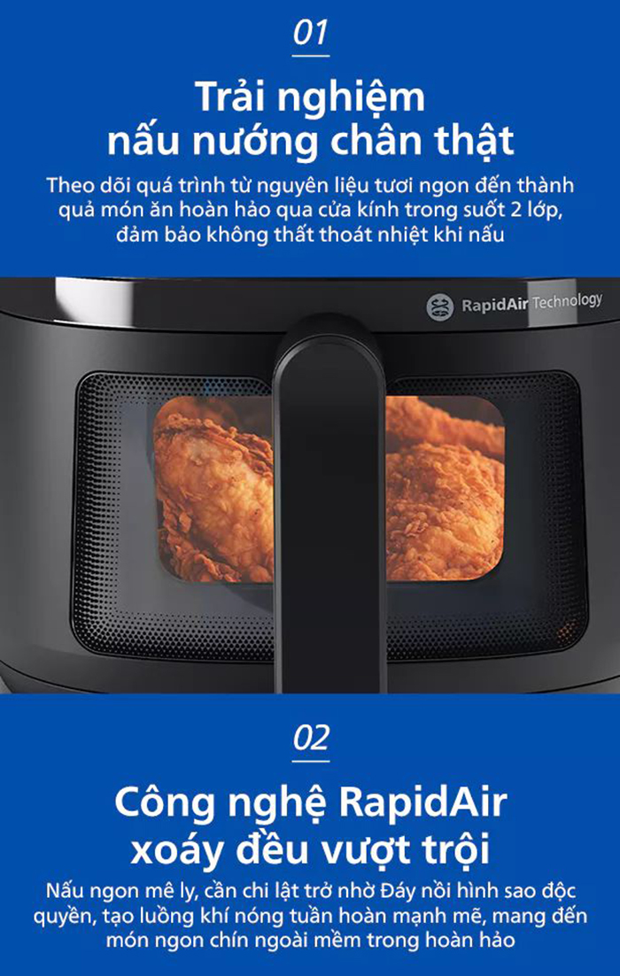 Philips NA230/00 6.2 liter Electronic Oil-Free Fryer |1700W | Glass ...