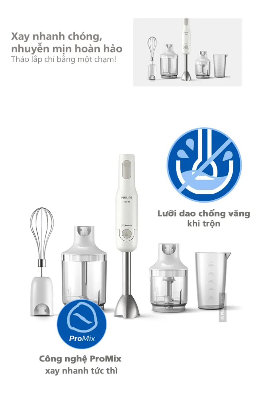 Philips HR2537/00 Promix 650W Hand Blender (White) - Helps Blend Fast ...