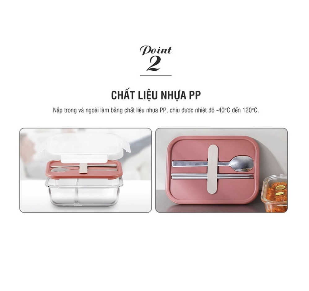 Heat-resistant glass lunch box divided into compartments with LocknLock ...