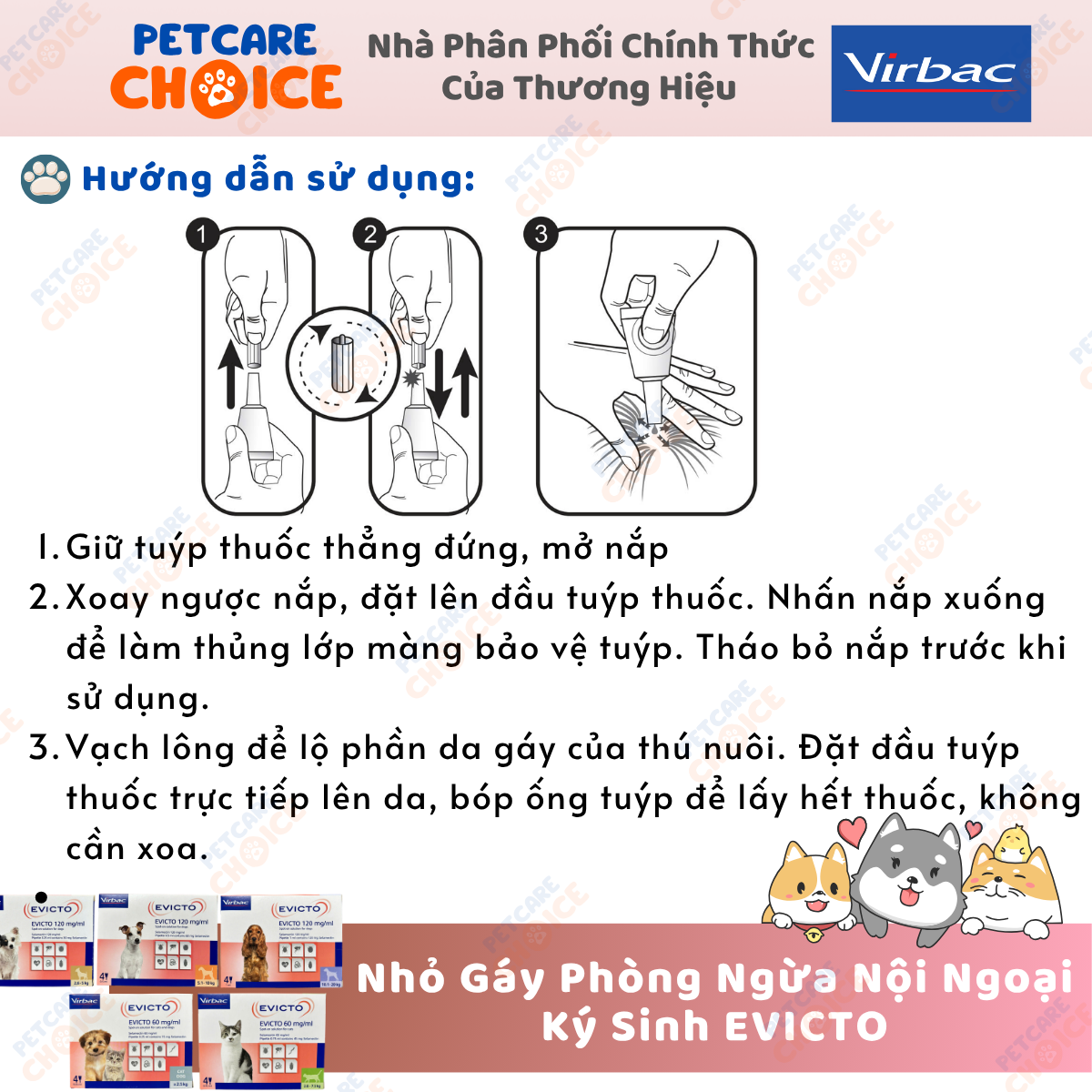TRI [1 Tube] Virbac EVICTO Small Nape Prevention and Treatment of ...