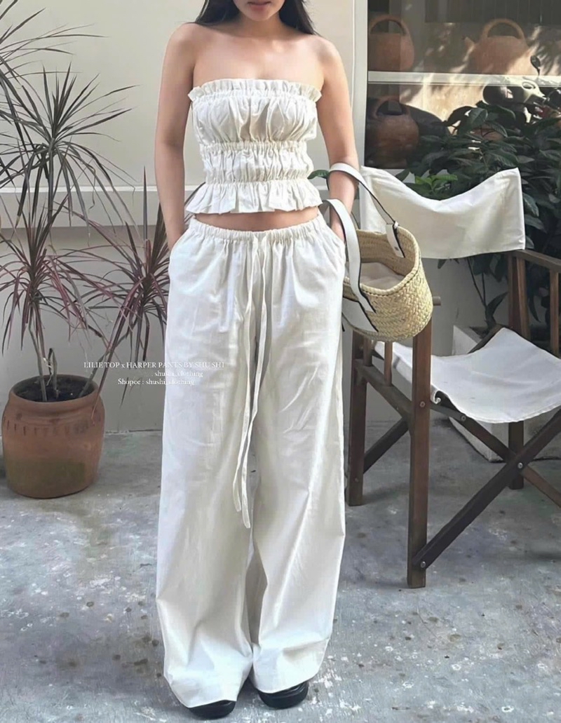 Lilie Top - Linen Backless Shrug Top (original photo) | Shopee Malaysia