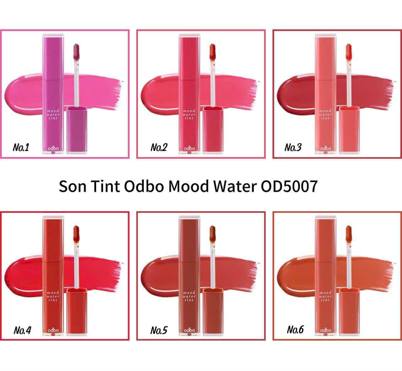 Odbo mood water tint lip gloss (full color code) | Shopee Malaysia