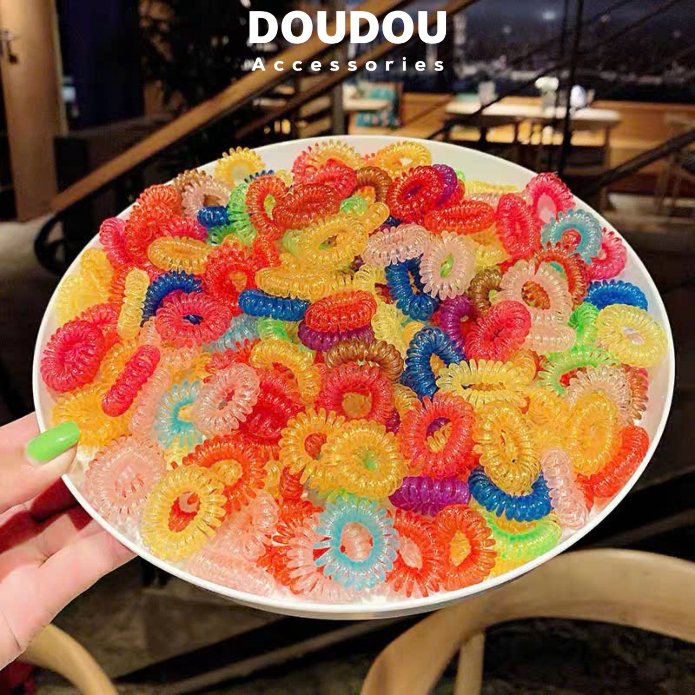 XO Set of 10 Doudou mini spring hair ties Korean style small spring ...