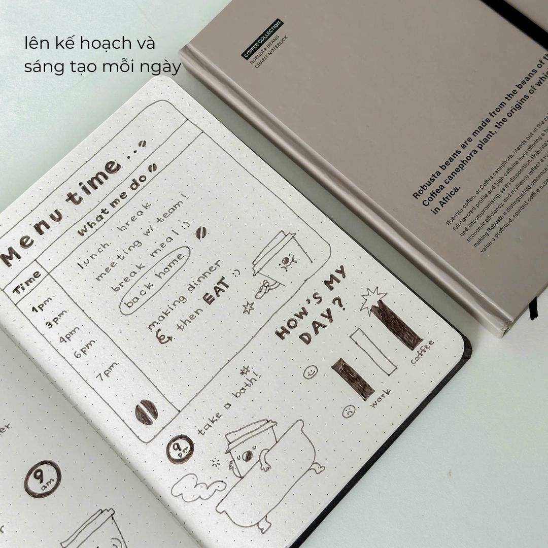 A5 horizontal dot grid notebook minimalist Crabit Coffee Beans Coffee ...