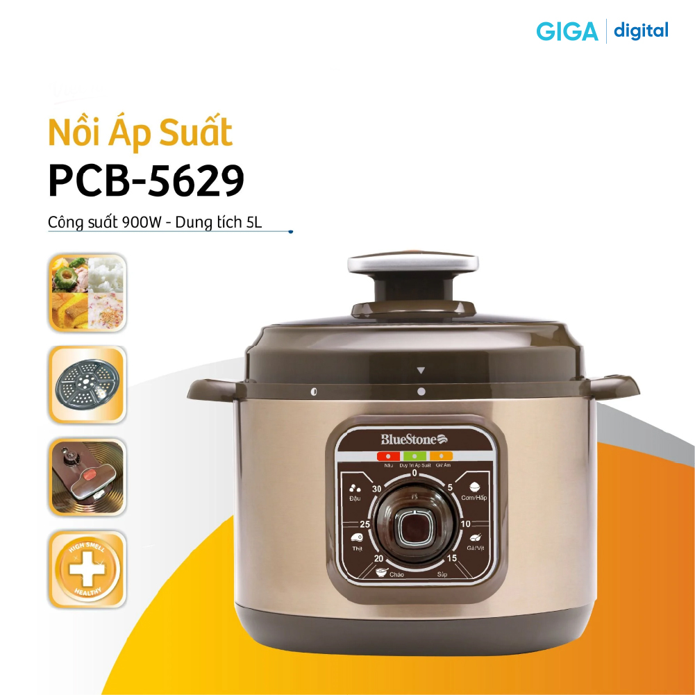 Bluestone PCB-5629 Pressure Cooker 5 Liter 900W | Shopee Malaysia