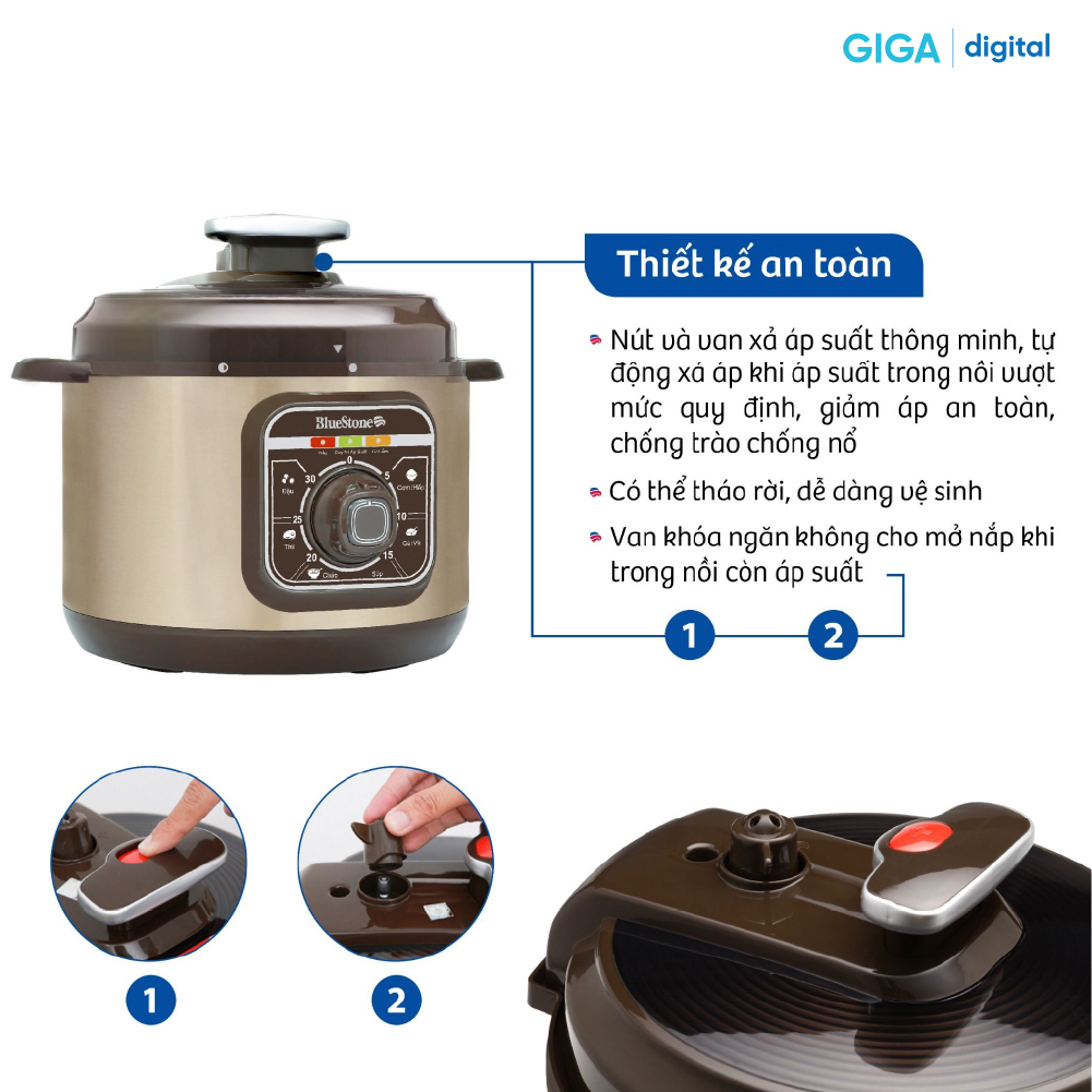 Bluestone PCB-5629 Pressure Cooker 5 Liter 900W | Shopee Malaysia