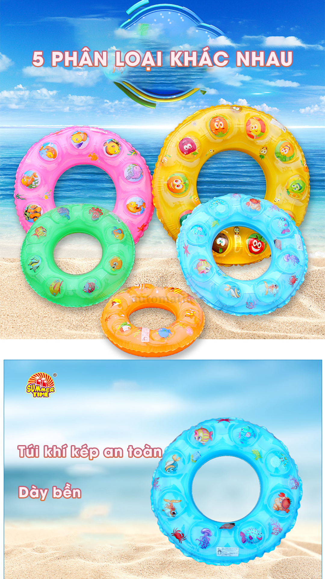Automik Multifunctional Baby Swimming Ring Float Round Animal Shape ...