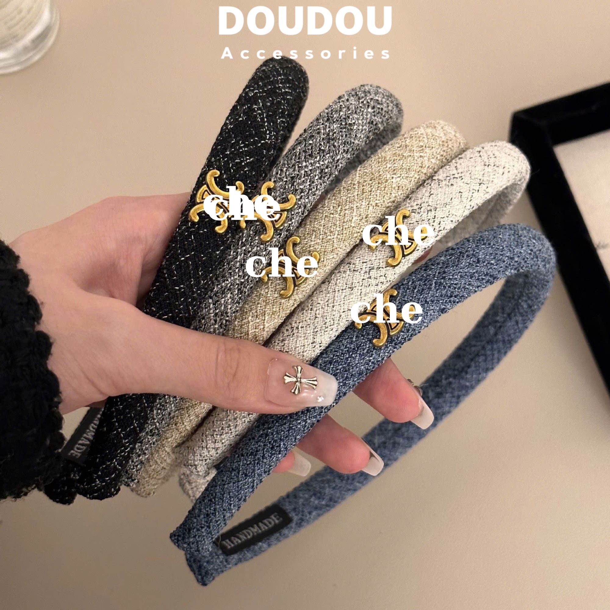 Doudou hairband Hairband Women's headband Women's hairband Korean Tweed ...