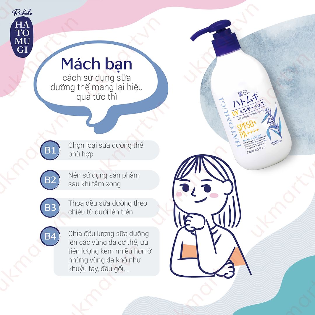Hatomugi Sunscreen Body Lotion SPF31 PA+++ Night Tone Moisturizer 250g ...