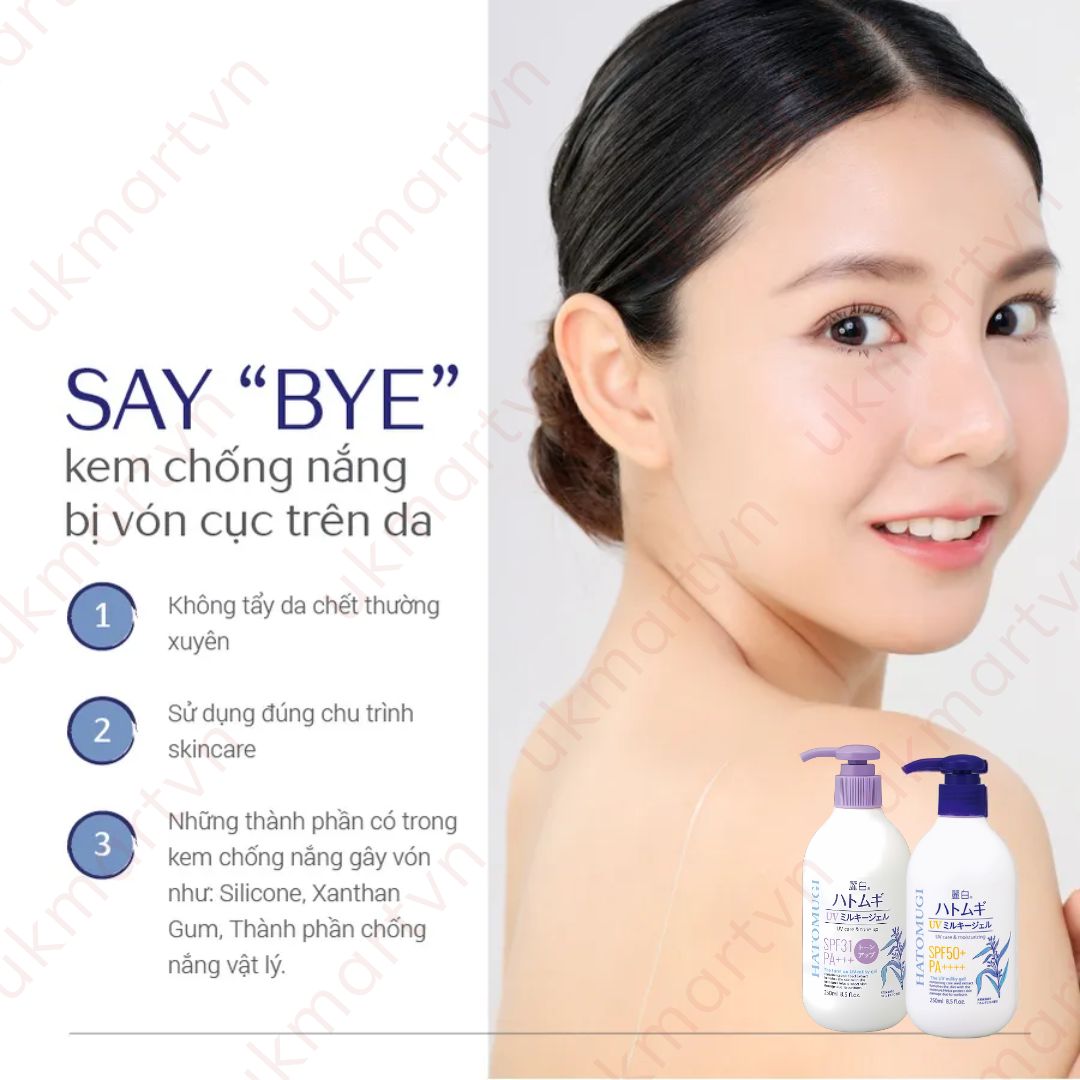 Hatomugi Sunscreen Body Lotion SPF31 PA+++ Night Tone Moisturizer 250g ...