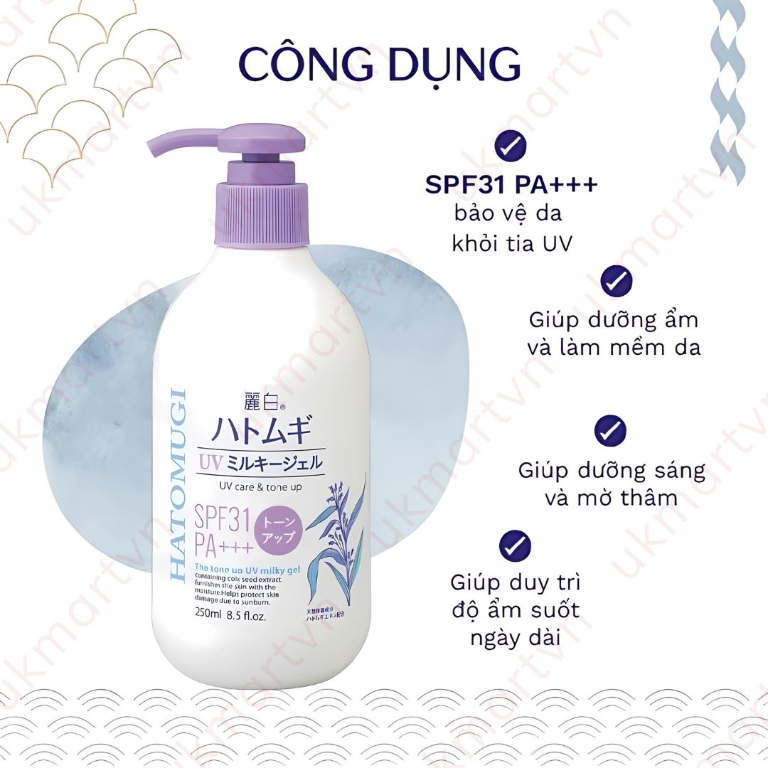 Hatomugi Sunscreen Body Lotion SPF31 PA+++ Night Tone Moisturizer 250g ...