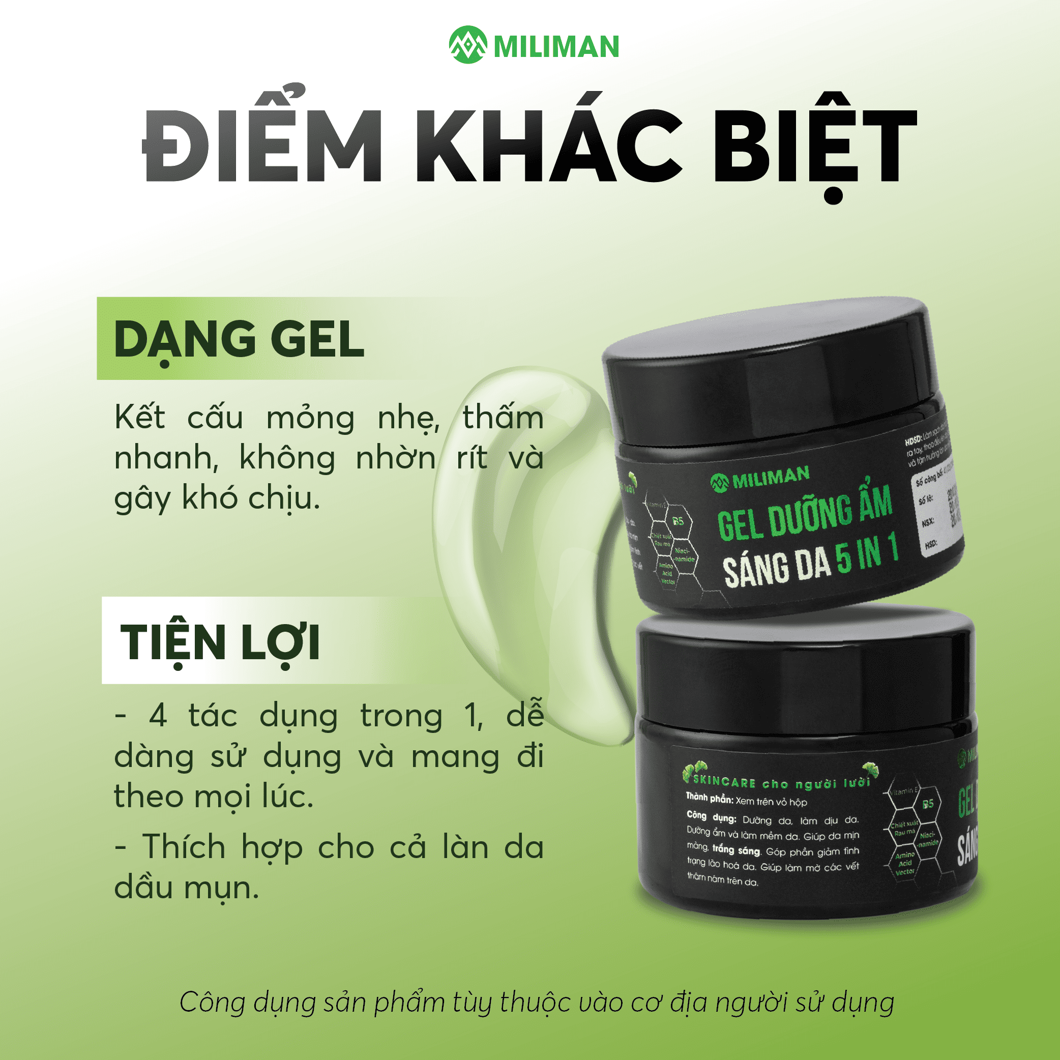 Miliman Minisize 5 in 1 Night Gel 5gr | Amino Acid Vector Technology ...
