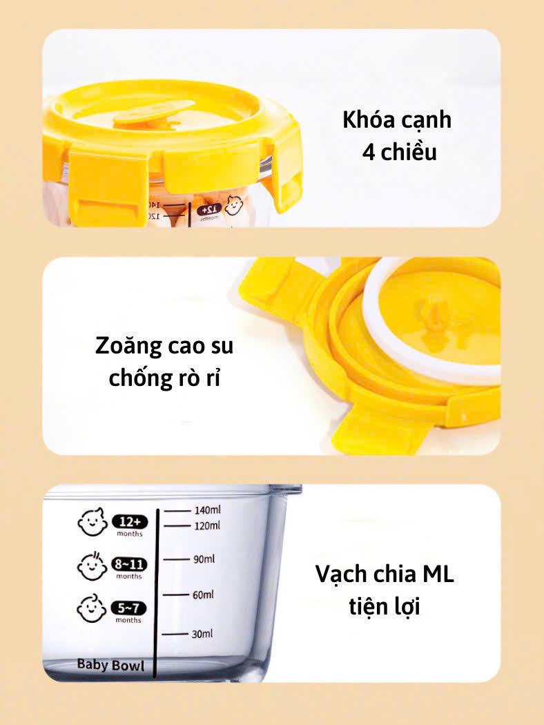 Glass freezer box_Graduated baby porridge cup, with air release valve (round 120ml - square ...