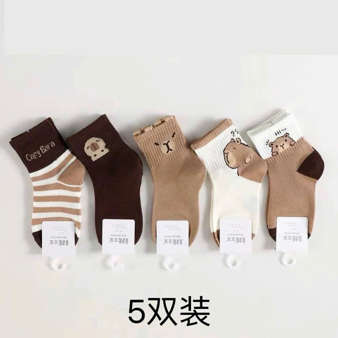 Lot of 10 Pairs of Children's Socks Cute Funny Capybara Socks TTE04 | Shopee Malaysia