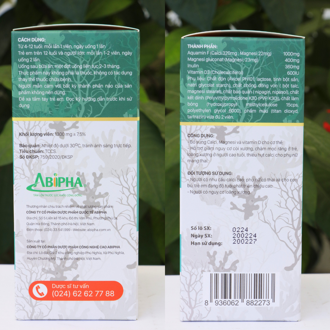 Calbipha Abipha organic calcium pills box of 60 tablets, 100% organic ...