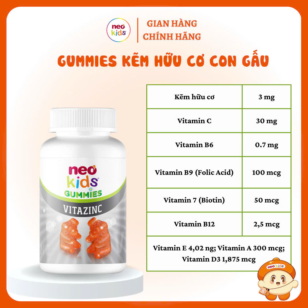 Combo Neo Kids Star DHA Gummies and Neokids Bear Organic Zinc Gummies ...